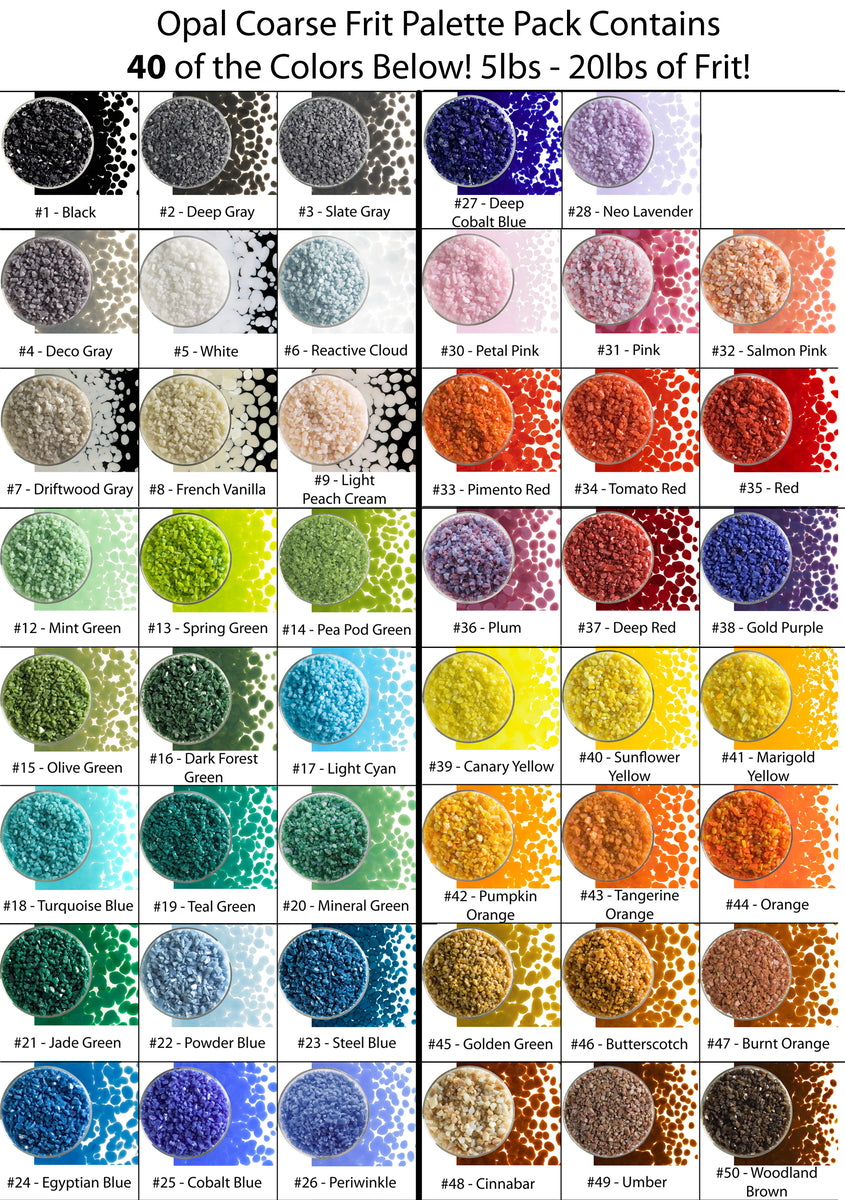 Opal Coarse Frit MEGA Palette Pack - 40 Color Kit - 5+ lbs of Glass Fr ...