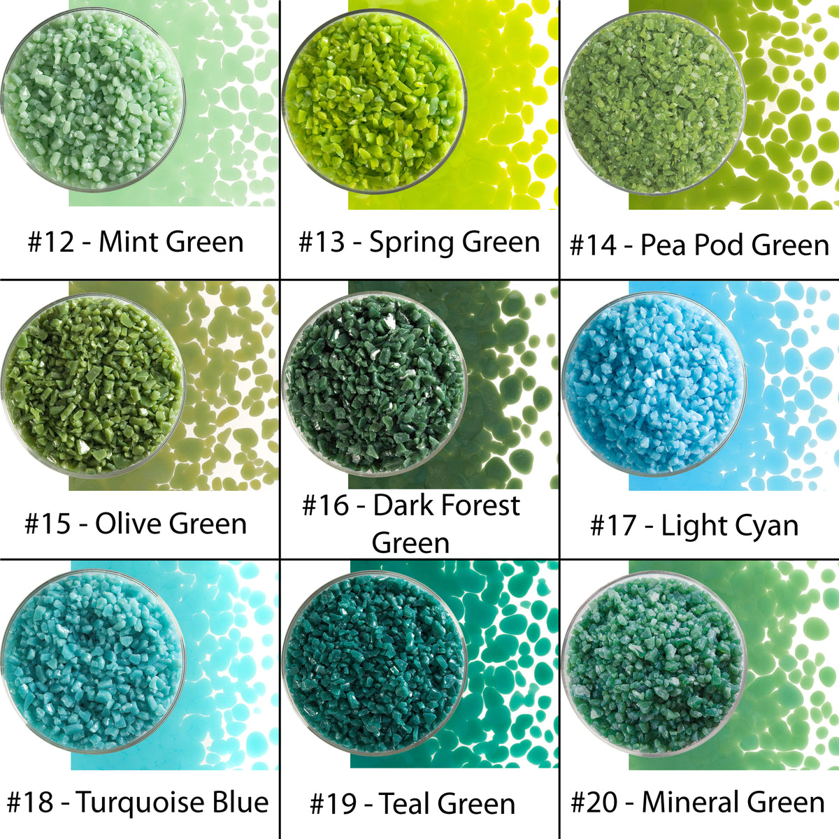 Coarse Opalescent Glass Frit - 47 Colors! Bullseye COE 90 Fusible ...