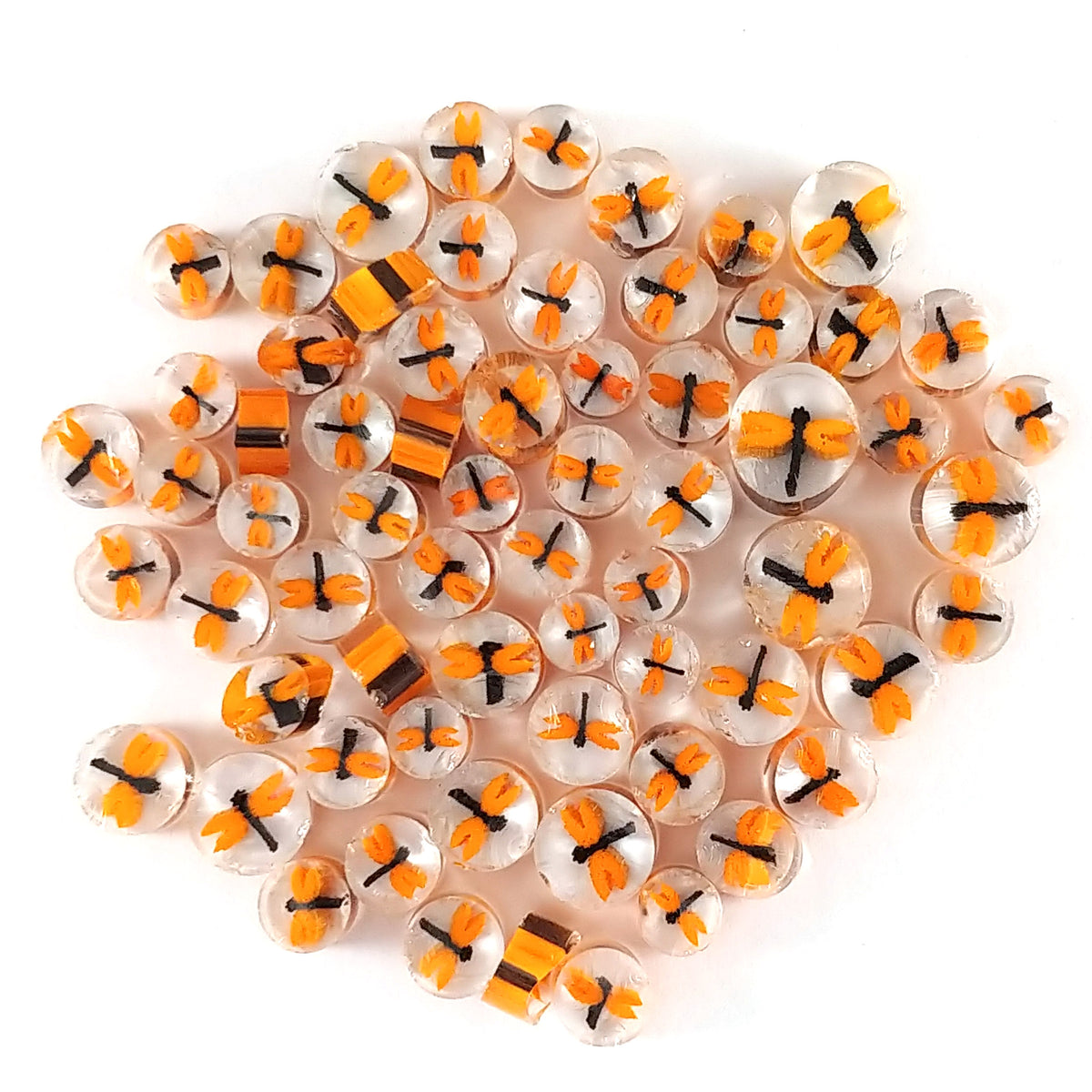 Dragonfly Murrine 33106 Orange, Black, and Clear Millefiori COE 90 Gla ...